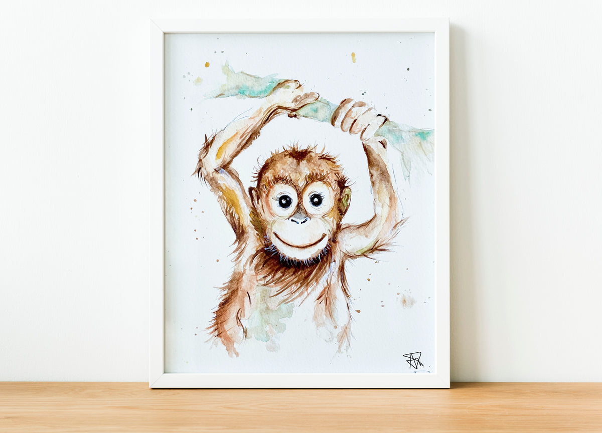 Monkey watercolour – Art By Alice May